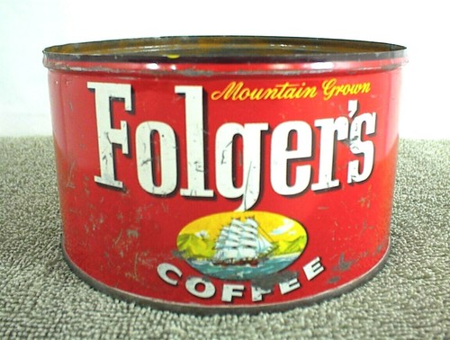 VINTAGE FOLGERS COFFEE CAN FOLGER`S MOUNTAIN GROWN KEY WIND #40 NO LID ...