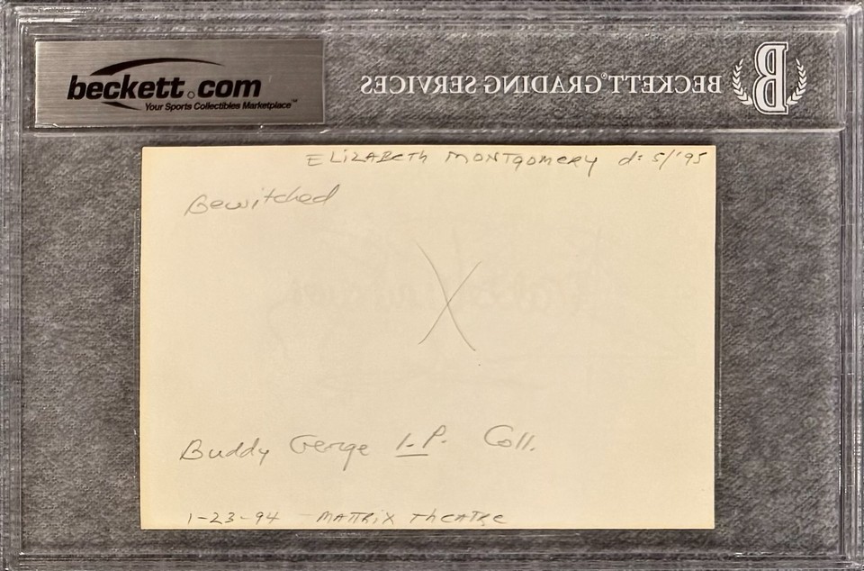 ELIZABETH MONTGOMERY Signed Autograph 4x6 INDEX CARD Hitchcock ...