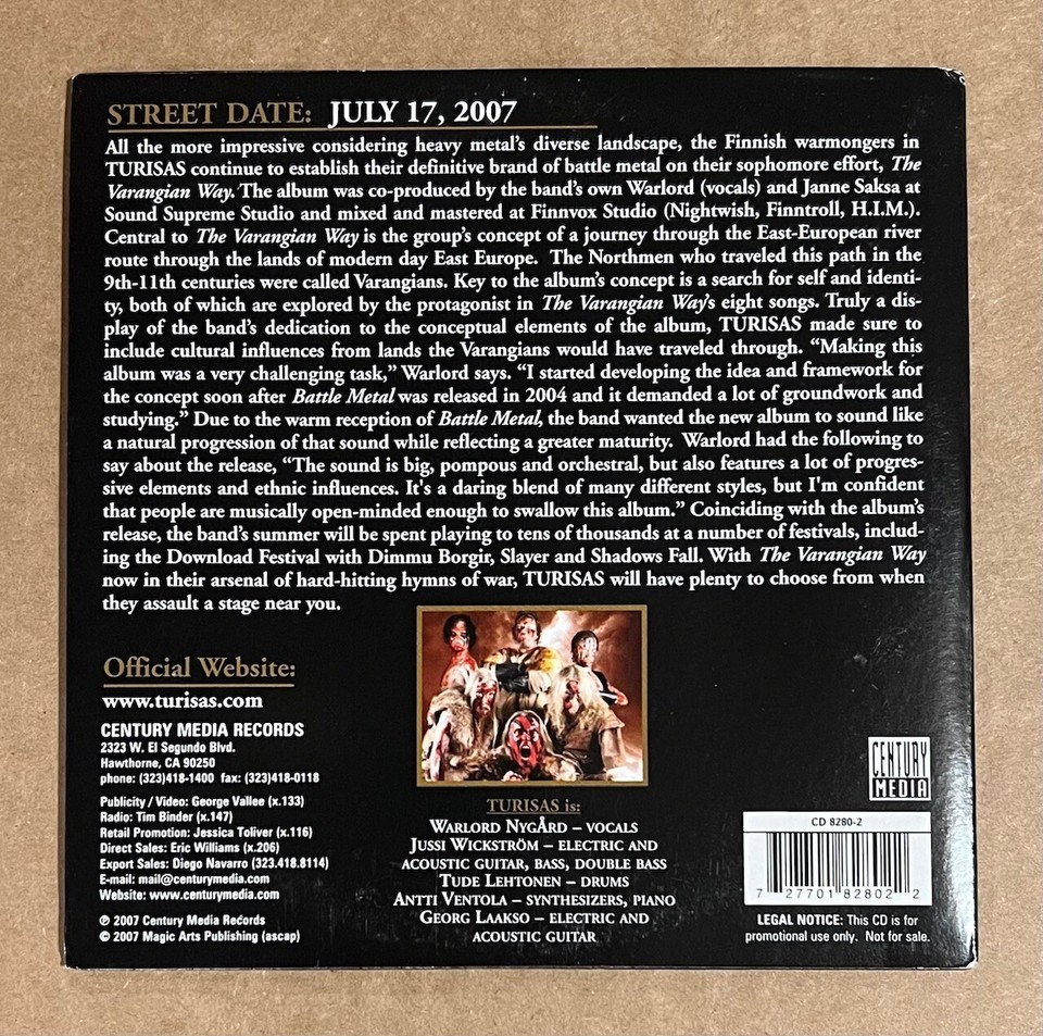 Turisas - The Varangian Way RARE promo advance CD '07 | eBay