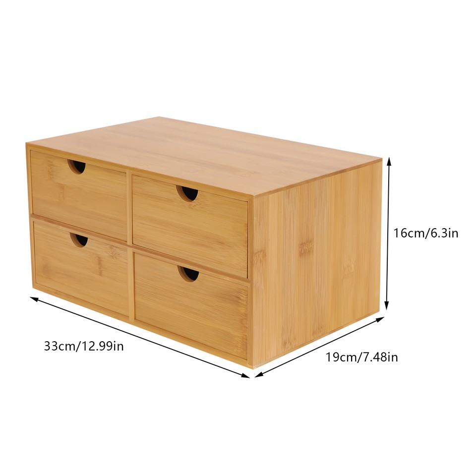 Bamboo Desk Organizer with 4 Drawers, Office Tabletop Storage ...