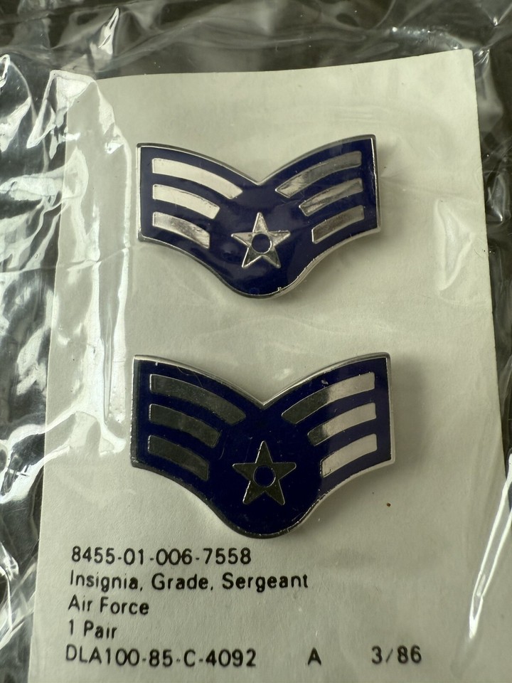 USAF - SERGEANT - E4 - DRESS COLLAR RANK PIN - AIR FORCE - PAIR | eBay