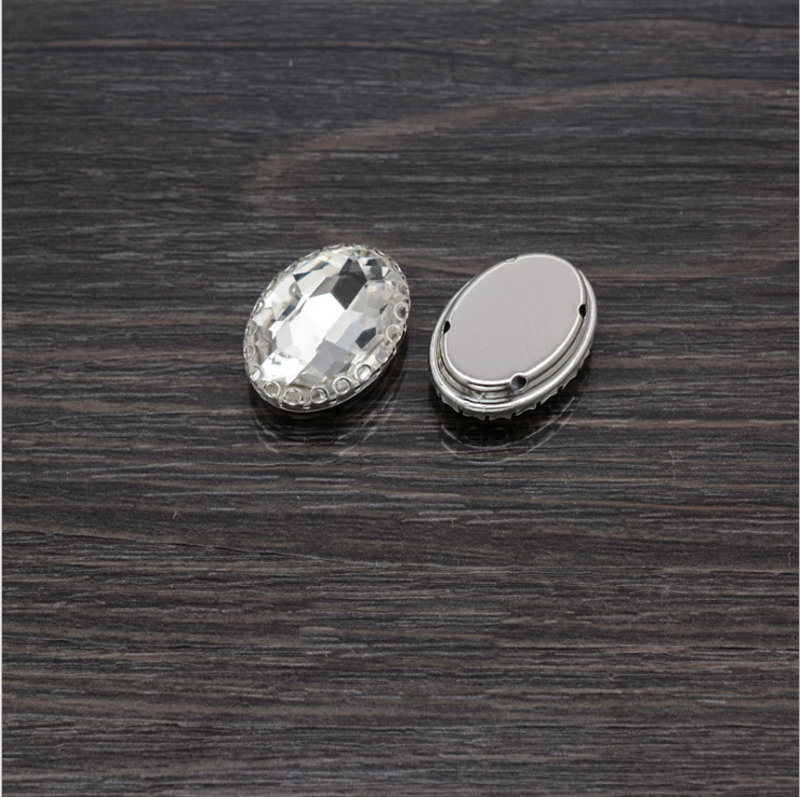 High-end Oval Color Glass Rhinestone Lace setting Sewing On Applique ...