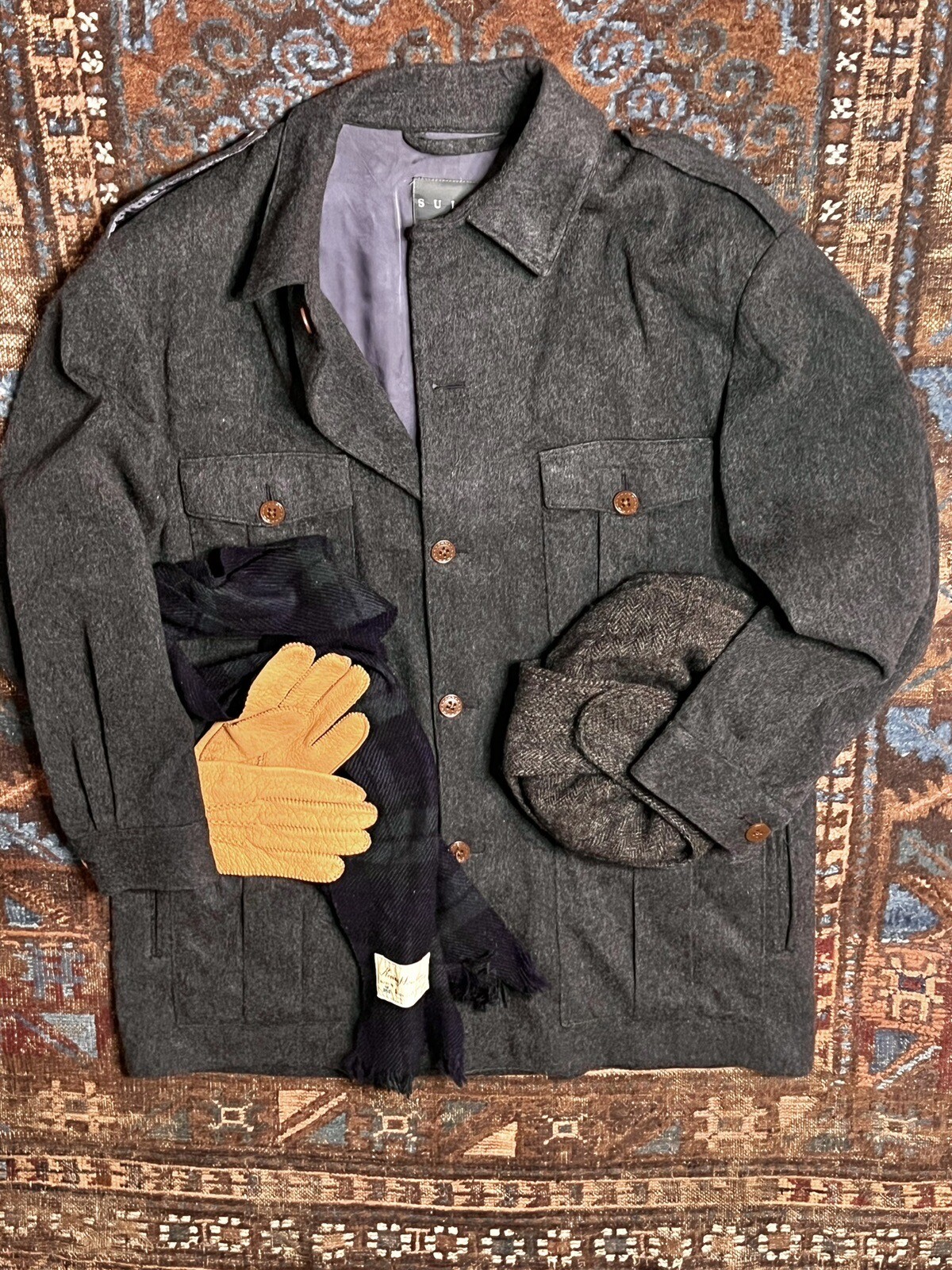 100% Cashmere SULKA 4 Pocket Bush Jacket Sz46 - Gem