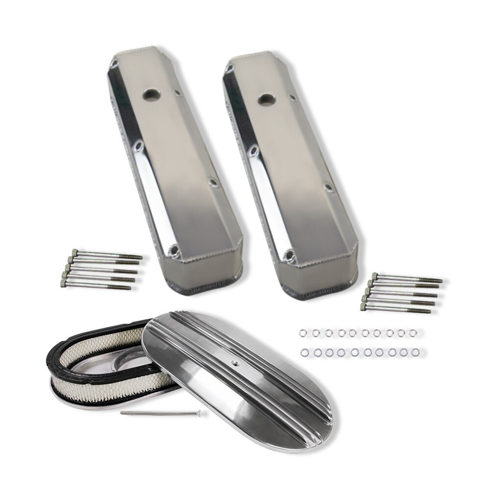 For Chrysler Mopar 340 360 Fabricated Valve Covers Polished & 15" Air ...