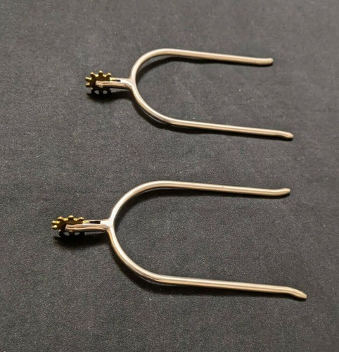 New Stainless Steel Quick Slip On Spurs with Brass Star Rowel (gold ...