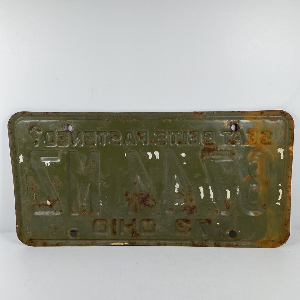Vintage Ohio OH License Plate 1973 SEAT BELTS FASTENED? No. 8744 MZ ...