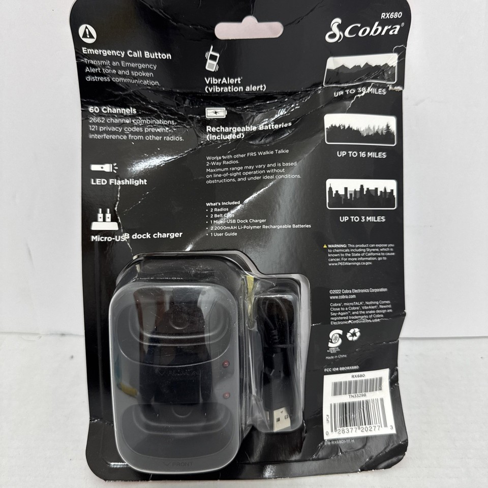 Cobra 60-Channel Two-Way Radio - RX680 28377202773| eBay