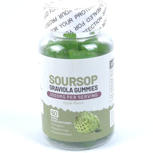 Soursop Graviola Gummies 3000 mg Extra Strength 60 Count Apple Flavor ...