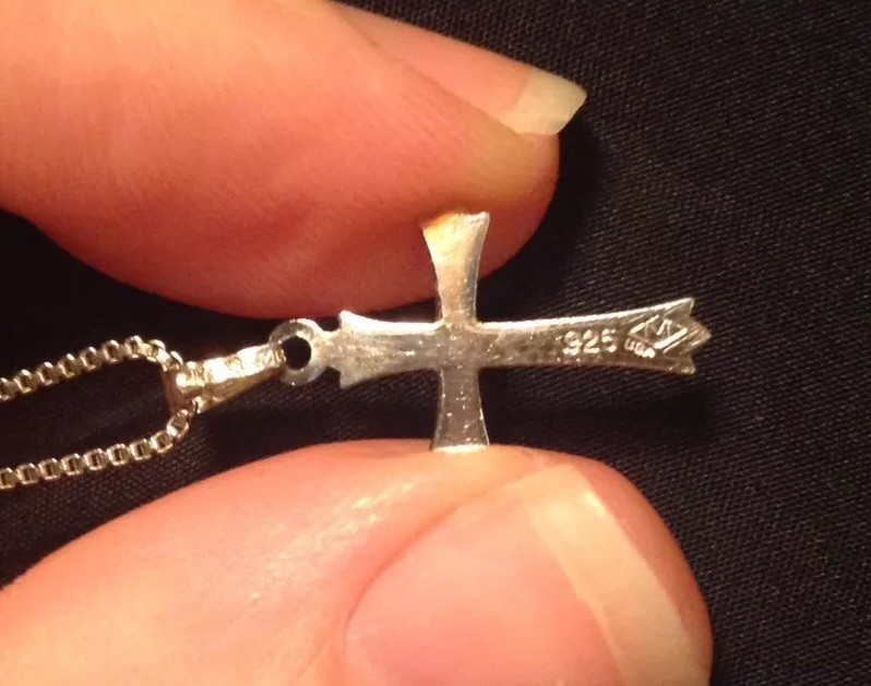 Little Sterling Silver Simple Cross Pendant On 18.25" Box Chain 0.8mm ...