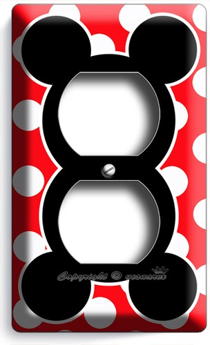 MICKEY MOUSE EARS RED POLKA DOTS BABY NURSERY LIGHT SWITCH OUTLET WALL ...