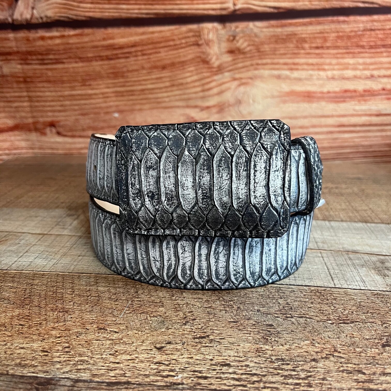 Men's Western Cowboy Snake Python Print Black Belt Cinto Impresa PITON Vaquero | eBay