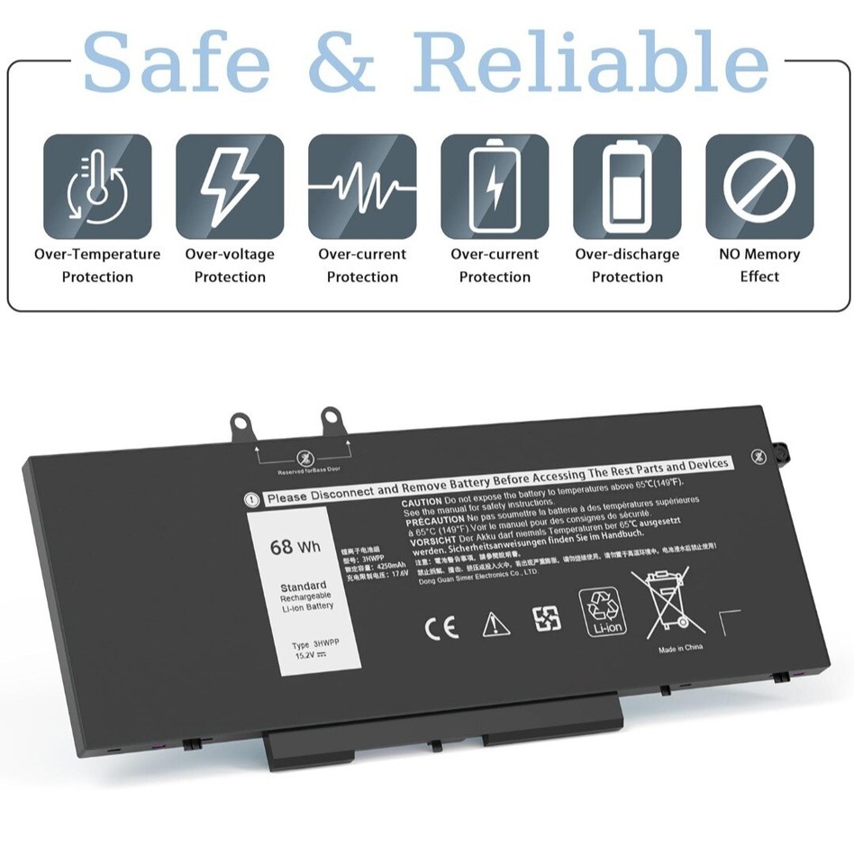 4GVMP Laptop Battery For Dell Latitude 5400 5500 Precision 3540 9JRYT ...