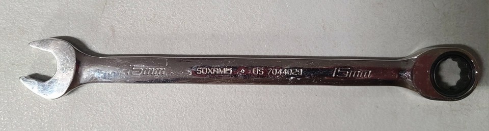 Snap-on Tools NOS 15mm Metric 0° Non-Reversing Ratcheting Combo Wrench ...