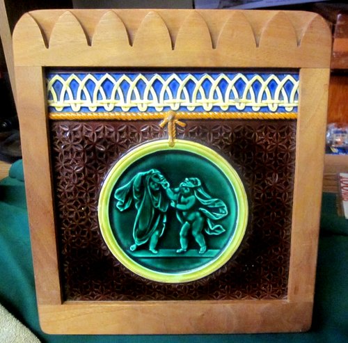 Antique Wedgewood 8"x8" Reticulated Majolica Cherubs Tile in Standing ...