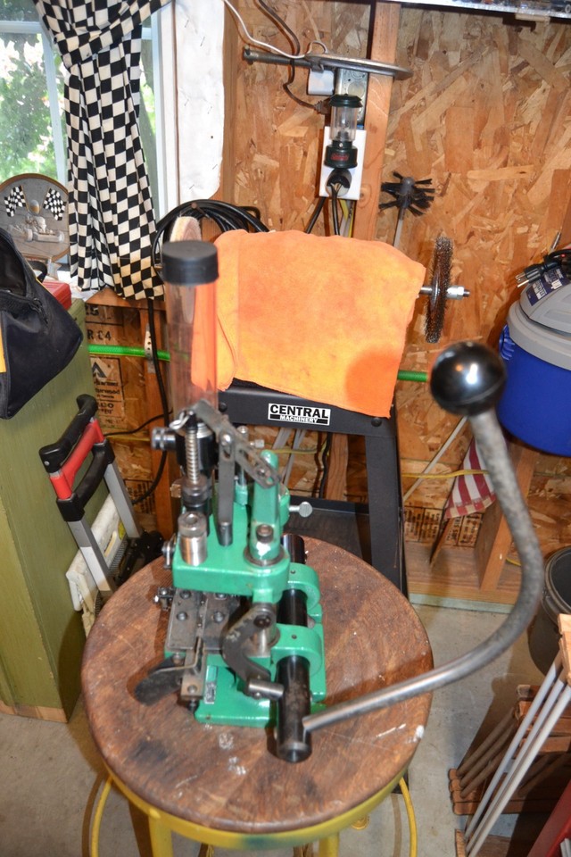 RCBS GREEN MACHINE PROGRESSIVE RELOADING MACHINE PRESS W/ .38 .357 DIES ...