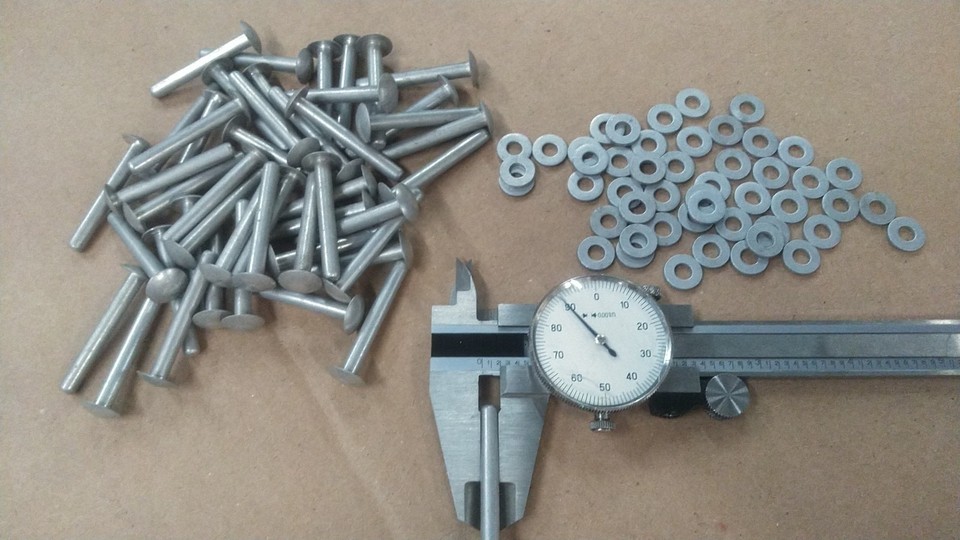 3/16" x 1-1/2" Aluminum Dome Head Solid Rivets with Burrs (Washers) NOS ...