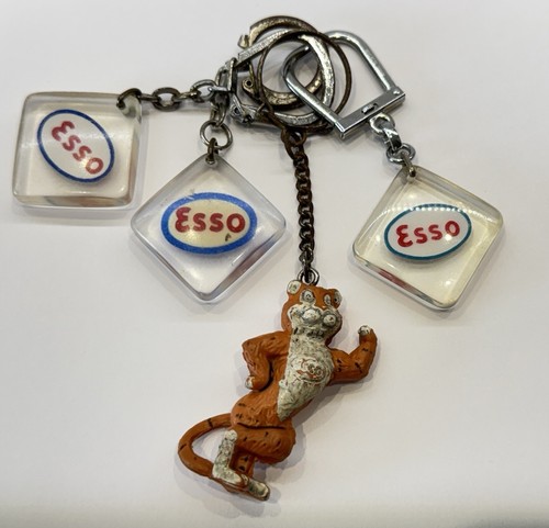 4 PORTÉ CLÉS Keyring ESSO Vintage Old Keychain Station Service | eBay