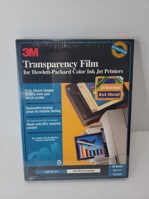 3M Transparency Film for HP Color LaserJet Printers CG3700 (50 Sheets ...