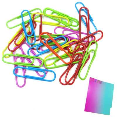 200 Paper Clips 33mm Vinyl Coated Assorted Colors Crafts Home School ...