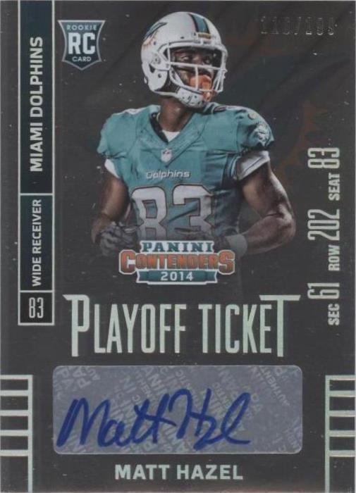 2014 Panini Contenders - Matt Hazel #160 Playoff Ticket Sec Row Seat ...