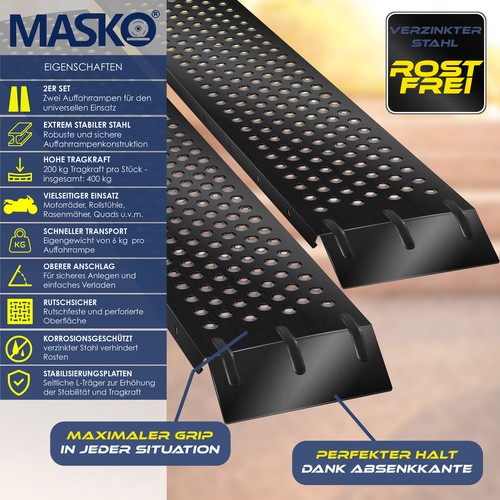 MASKO® 2x Auffahrrampe Verladerampe Verladeschiene Laderampe Motorrad ...