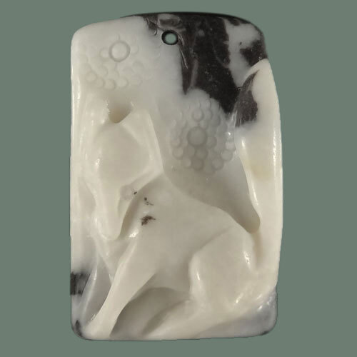 BE10629# Hand Carved Animal Fox Zebra Jasper Pendant Bead Gemstone | eBay