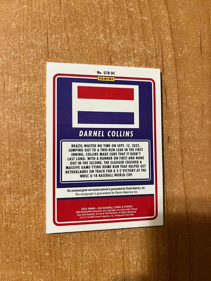 2023 Panini Stars & Stripes - Darnel Collins - Team Netherlands Patch ...