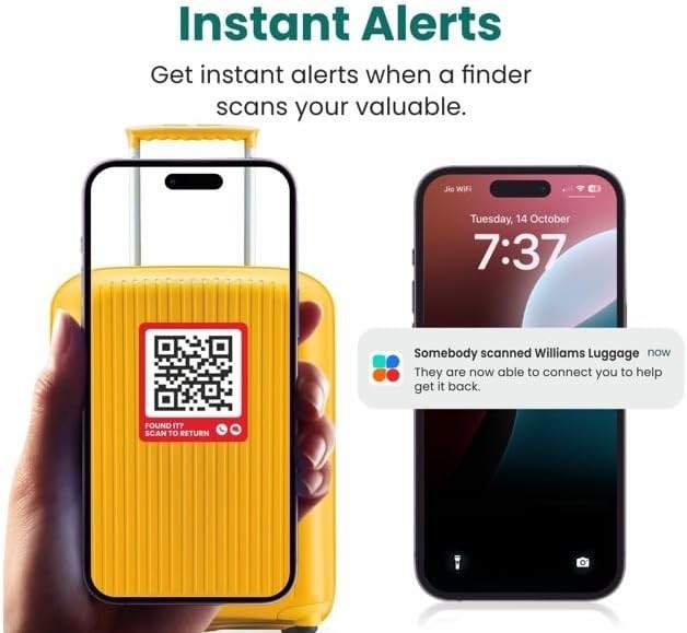 Smart QR Label for Luggage & Bike Pack of 4 - Private Calling Scan ...