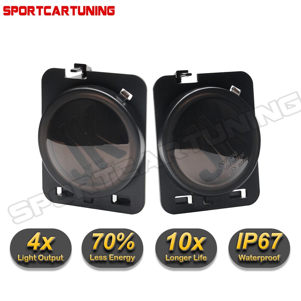 For 2007-2017 Jeep Wrangler JK Smoked LED Side Marker Light CH2550127 ...