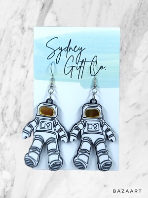 Space Astronaut Acrylic Dangle Drop Silver Hook Statement Teacher ...