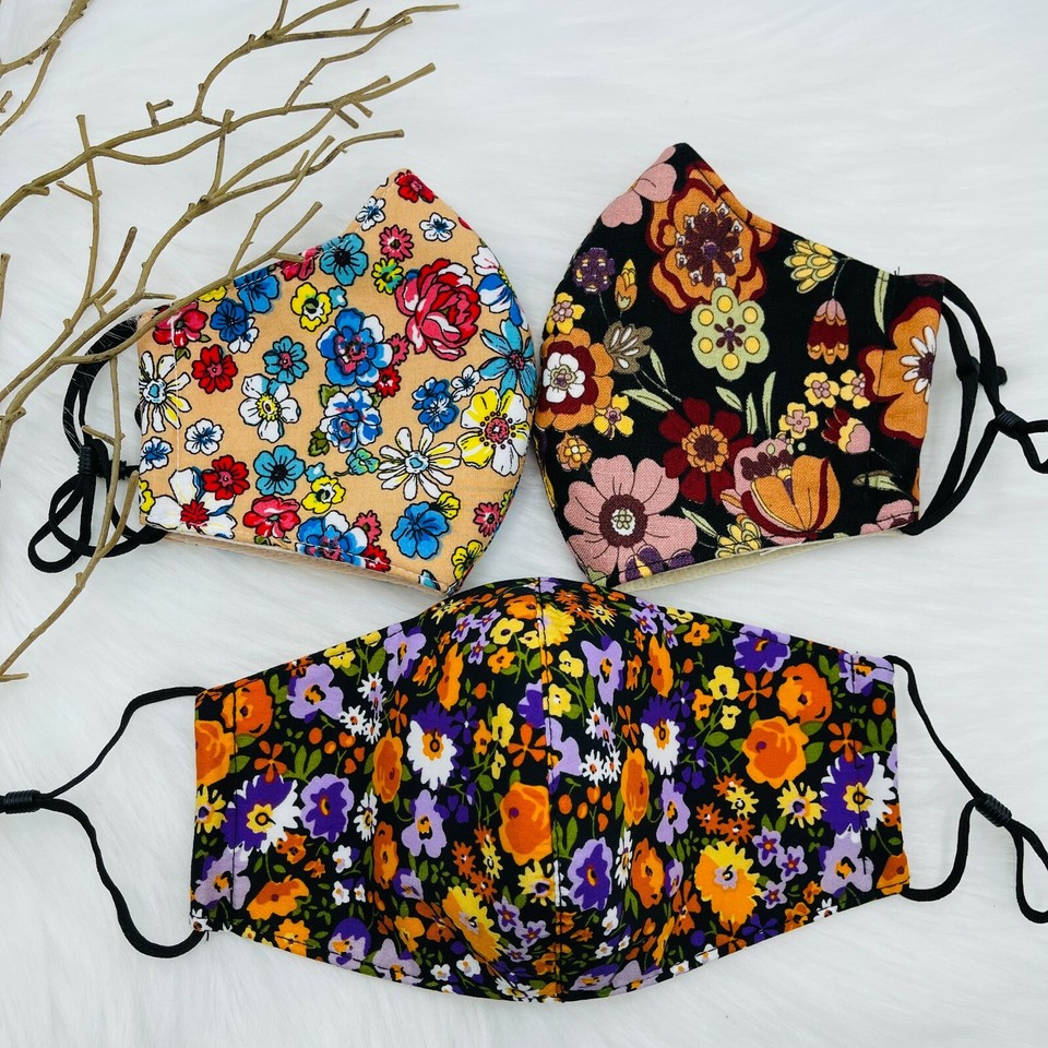 [3 PACK] Face Masks FASHION Polyester/Cotton Triple-Layer Washable - US ...