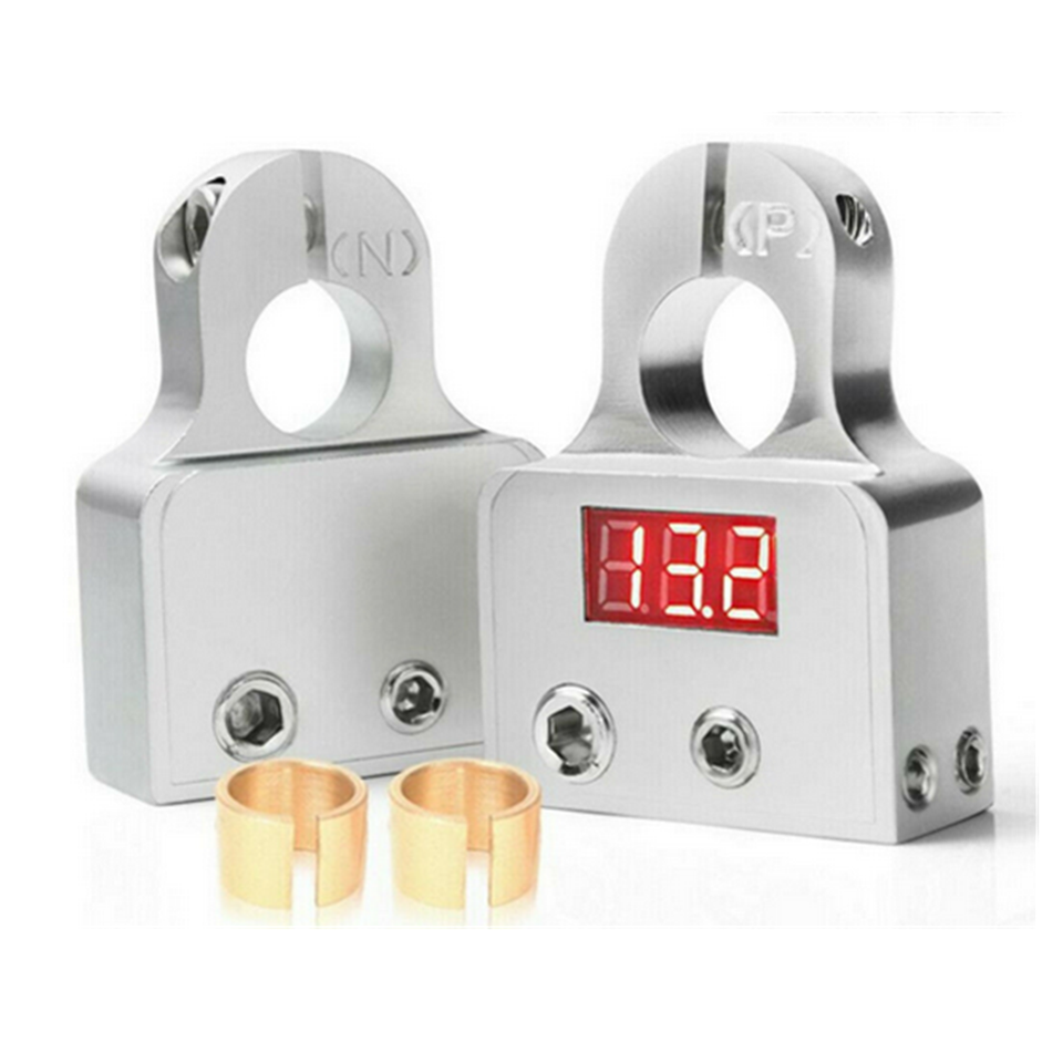 1 Pair Car Positive Negative Battery Terminal Connectors w/Voltmeter 0 ...