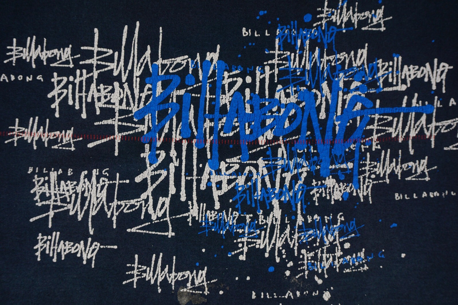 Y2K Billabong graffiti tags navy blue shirt tagged 2X… - Gem