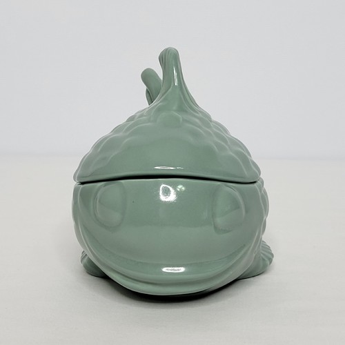 Vintage Arnel Pottery Ceramic Green Fish Bowl with Lid Trinket Dish 5.5 ...