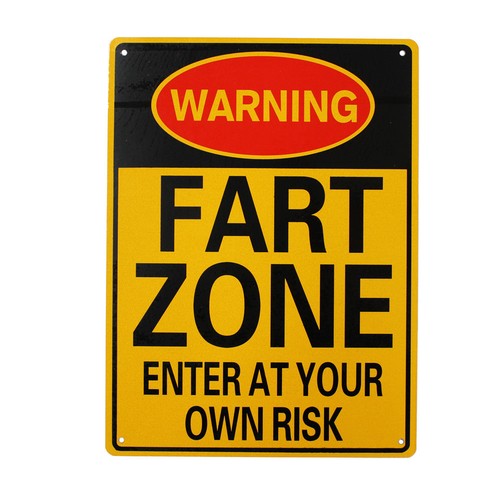 3x WARNING SIGN FART ZONE ENTER AT YOUR OWN RISK 200x300mm METAL SAFE ...