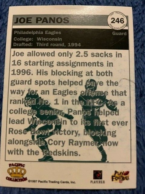 JOE PANOS 1997 PACIFIC AUTOGRAPHED FOOTBALL CARD | eBay