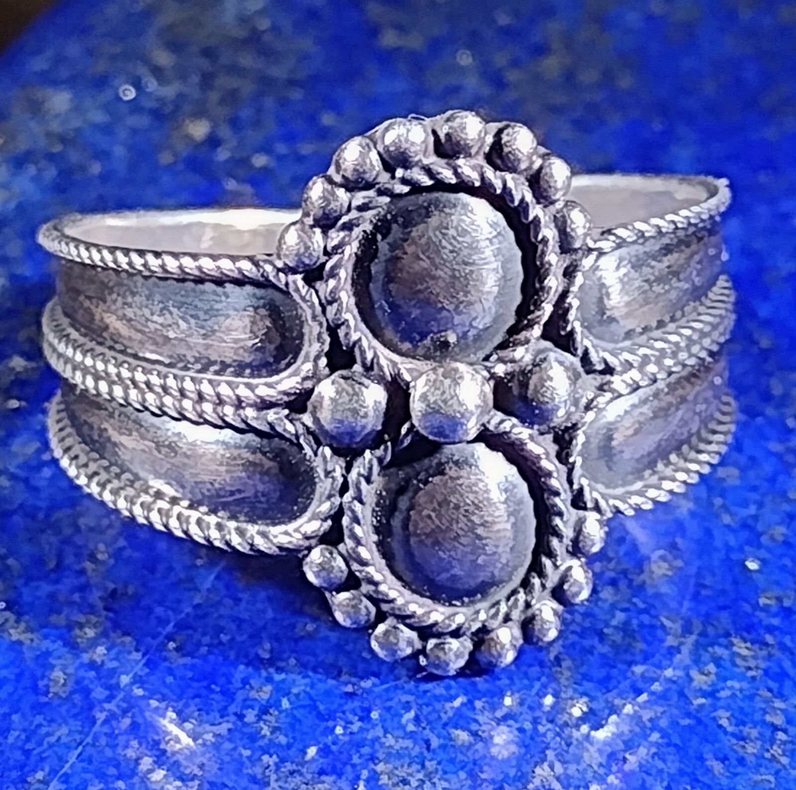 Antique Vintage Mid Century Style Sterling Silver 925 Repousse Band ...