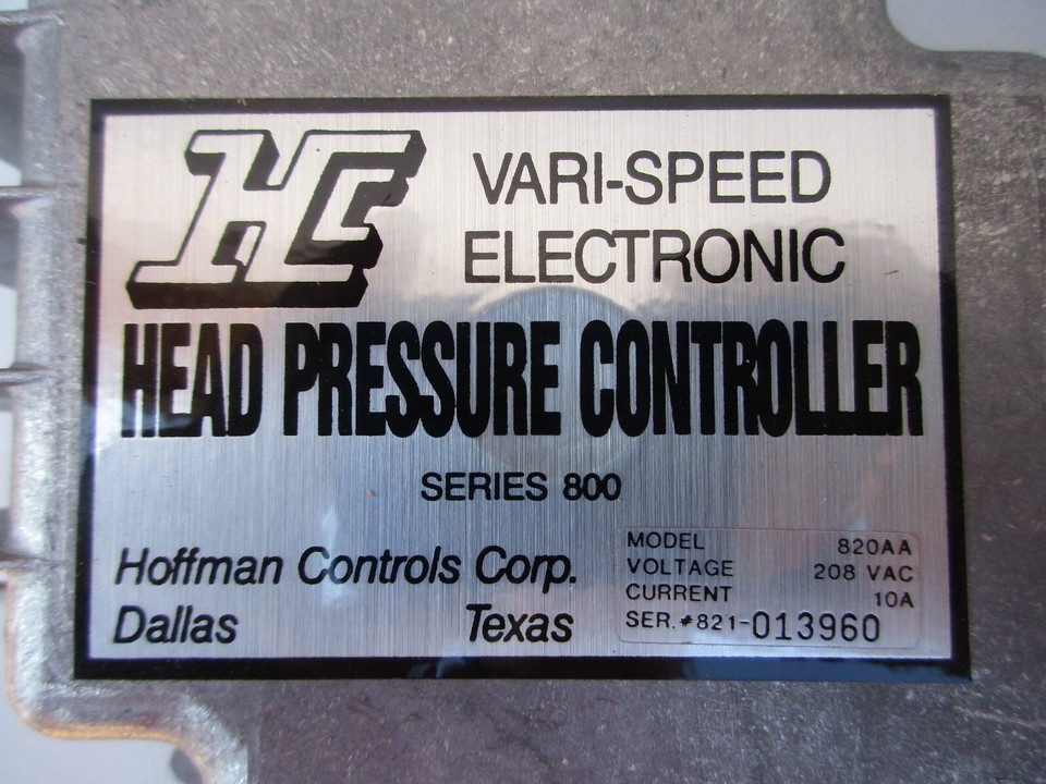 HC Hoffman Controls Corps. Vari-Speed Electronic Head Pressure ...