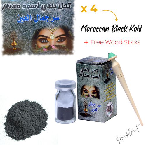 4 x Moroccan Natural Black Kohl Kajal Surma Eyeliner Powder Free ...