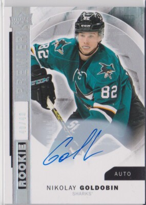 15/16 UD Premier Rookie Auto Nikolay Goldobin Hockey Card #R-9 23/49 ...