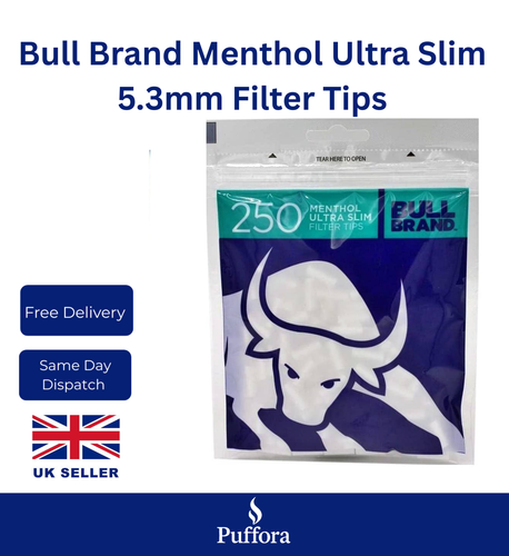 20x Bull Brand Menthol Ultra Slim 5.3mm Filter Tips Bags 5000 Cigarette ...