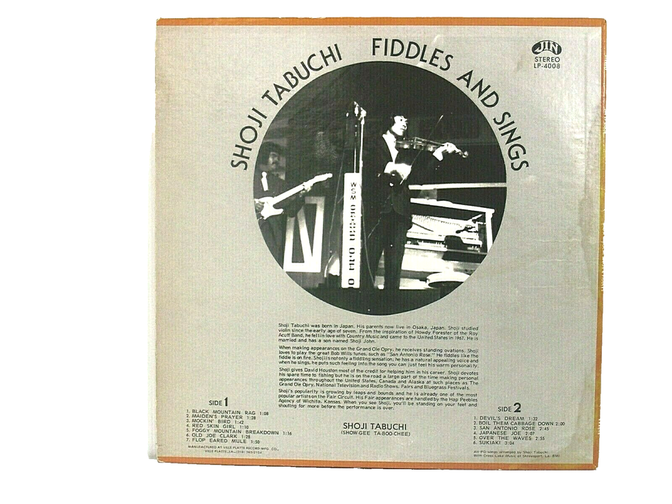 SHOJI TABUCHI FIDDLES AND SINGS*JIN-LP-4008*12"33 RPM*COUNTRY/BLUEGRASS ...