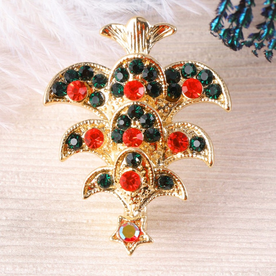 Christmas Brooch Xmas Crystal Rhinestone Brooch Pin Breastpin Party ...