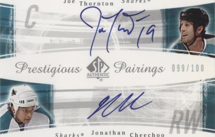 2005-06 SP Authentic - Prestigious Pairings Joe Thornton, Jonathan ...