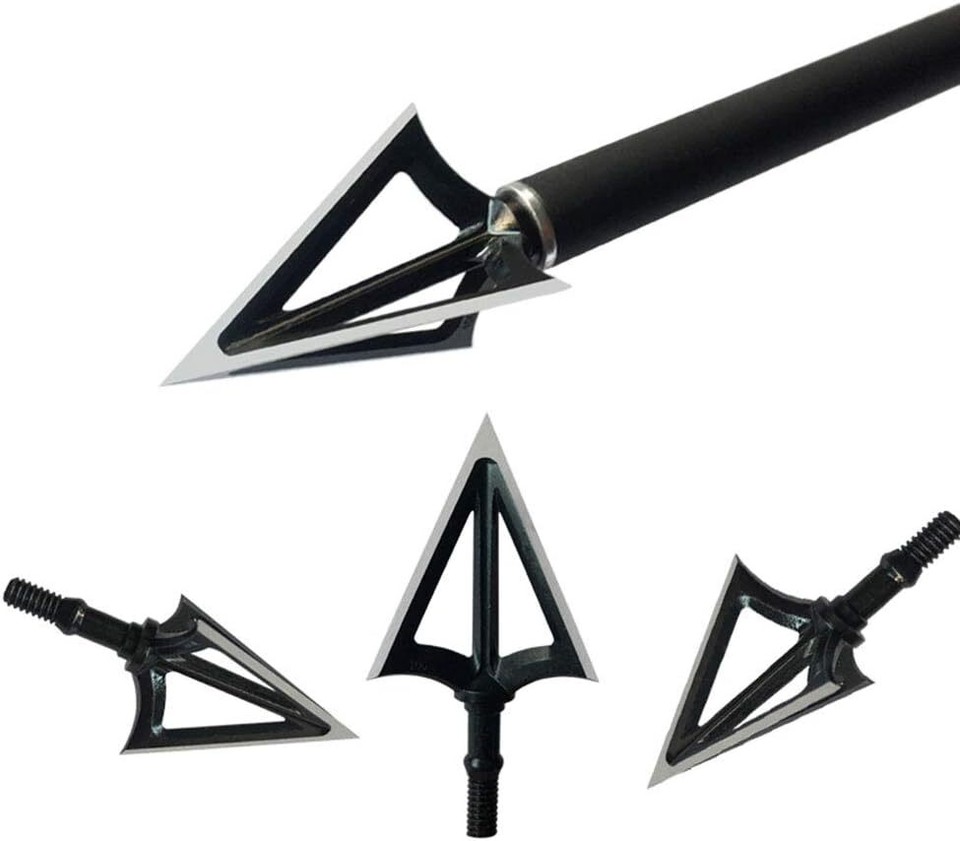 Archery Broadheads 100/125 Grain Fixed Blades Stainless Steel Hunting ...
