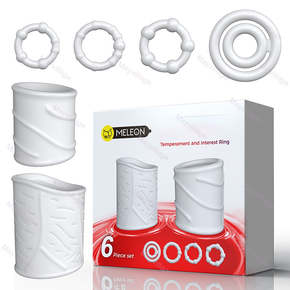 6 Set Penis Extender Sleeve Cock Rings Silicone Extension Sex Toy for ...