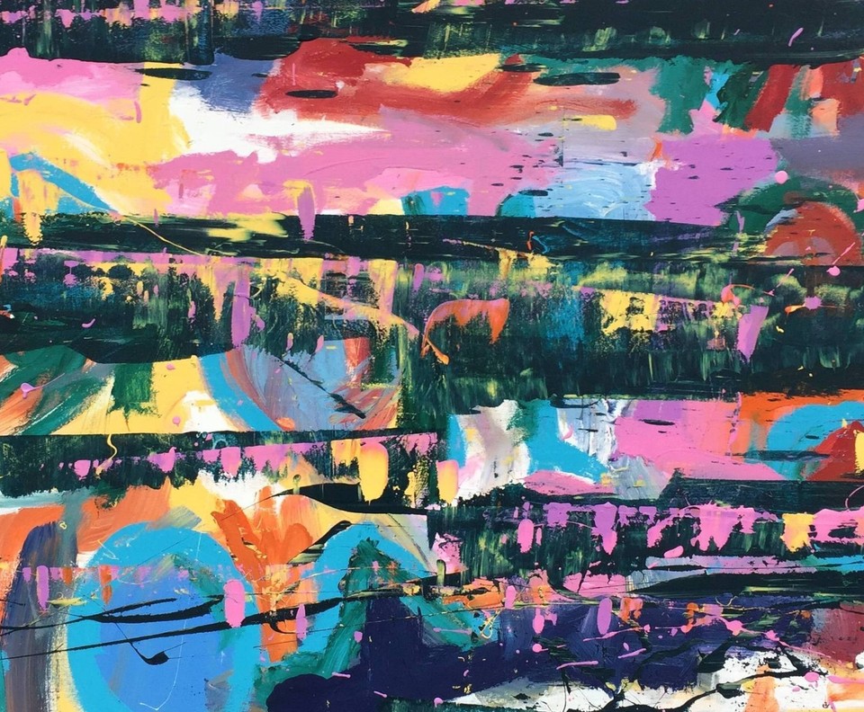 Modern ABSTRACT Original Art PAINTING Artist DAN BYL Contemporary Huge ...