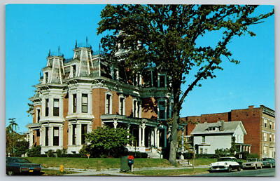 Postcard The Charles A. Ficke House Old Cars Mailbox Davenport , IA C7 ...