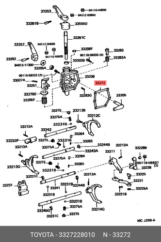 Genuine OE gasket, shift lever shaft housing, 3327228010 for TOYOTA ...