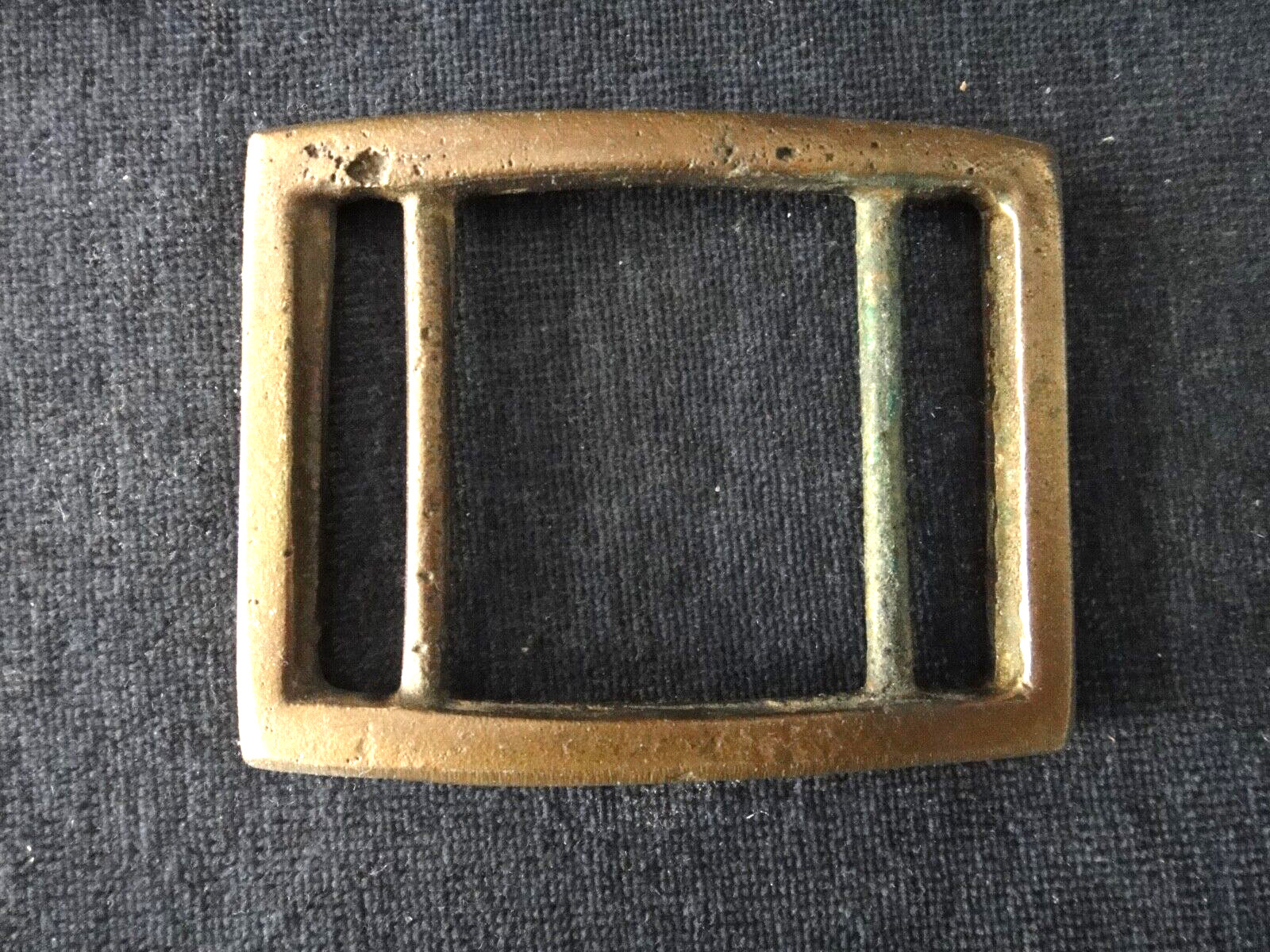 Vintage Sand Cast Brass Belt Buckle - Gem